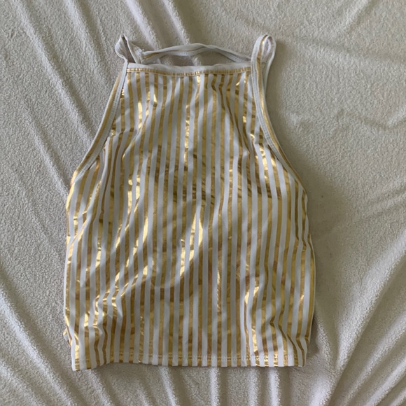 Kortni Jeane | Swim | Kortni Jeane High Rise Top In White And Gold ...